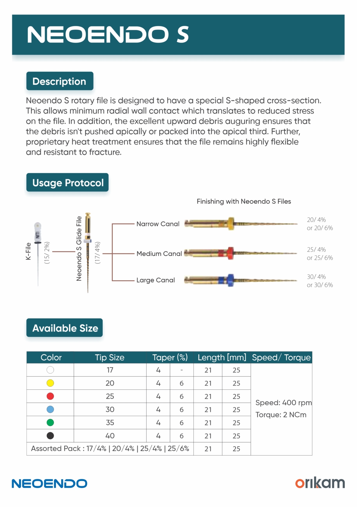 Neoendo S Rotary Files | Orikam India