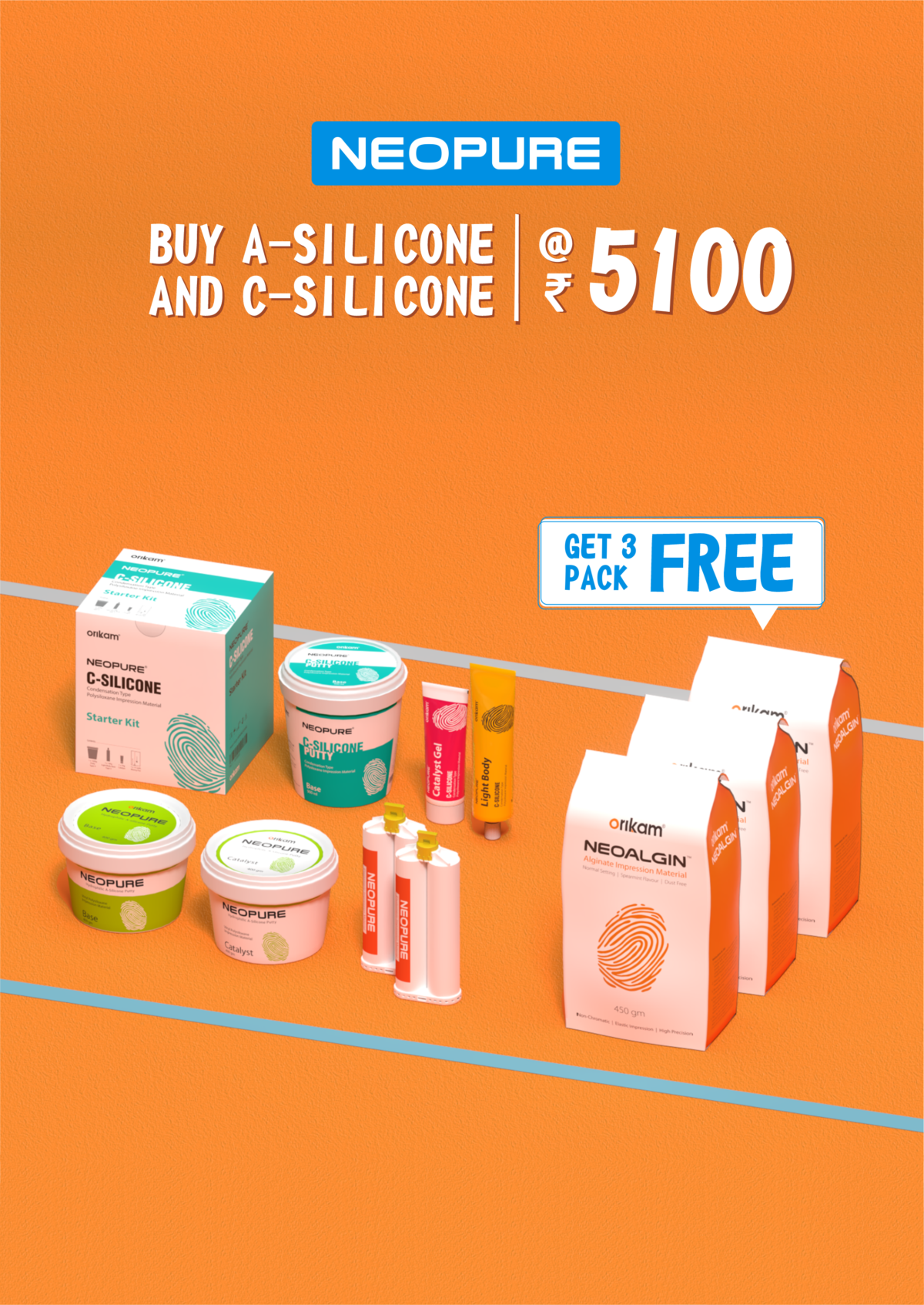 Neopure C-Silicone Starter Kit (Putty, Light Body & Catalyst Gel)